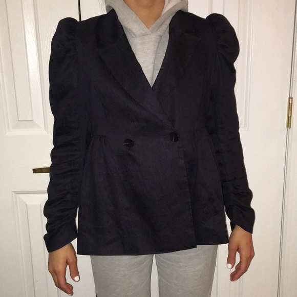 Zara | Jackets & Coats | Zara Structured Puff Sleeve Blazer With Paded ...